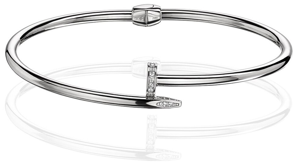 Браслет, белое золото, 585 проба, родирование, фианит