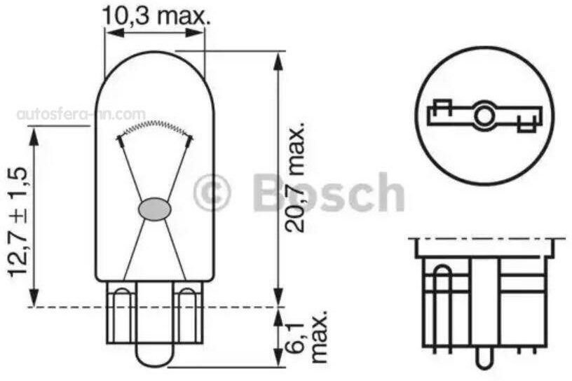 BOSCH 1987302286 Лампа 12v 5w w5w longlife daytime (картон 10 шт)
