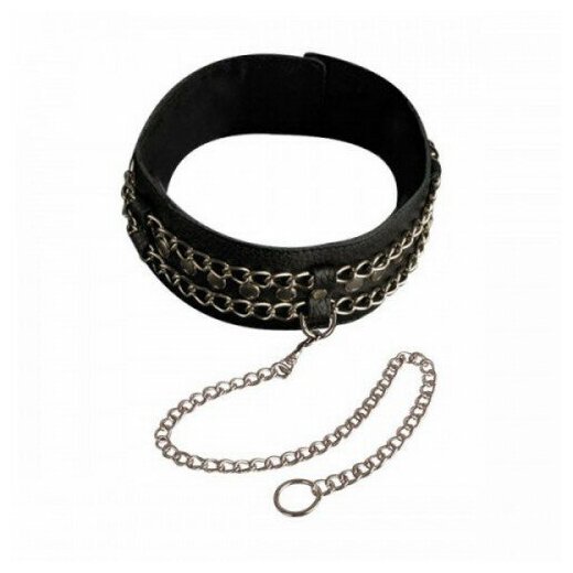 Ошейник с цепью Sitabella collection, кожа чёрный 3101-1