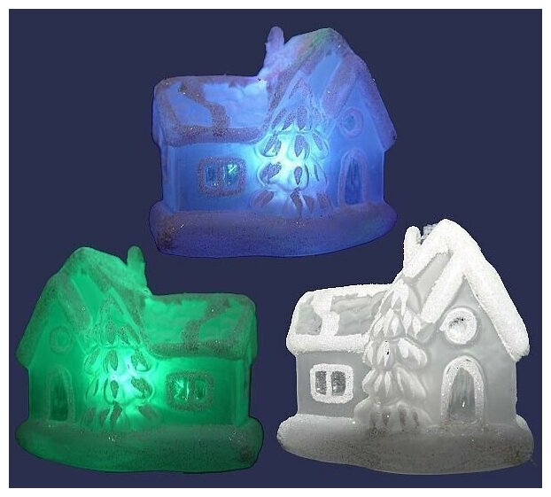 Фигурка - домик избушка с LED - светодиодной подсветкой (RGB), 7,5х5х7,2 см, батарейки, HOUSE