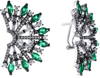 Серьги, серебро, 925 проба, фианит