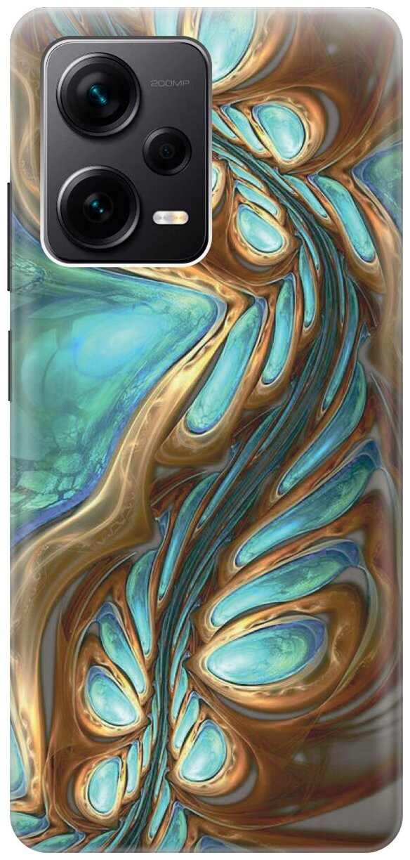 Силиконовый чехол Голубо-золотая абстракция на Xiaomi Redmi Note 12 Pro / Note 12 Pro+ / Note 12 Explorer Edition