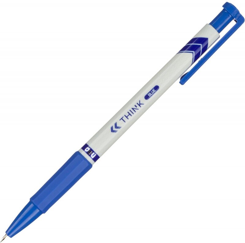 Ручка шариковая автоматическая Deli Think диамет шар 0,7мм резин манж синяя