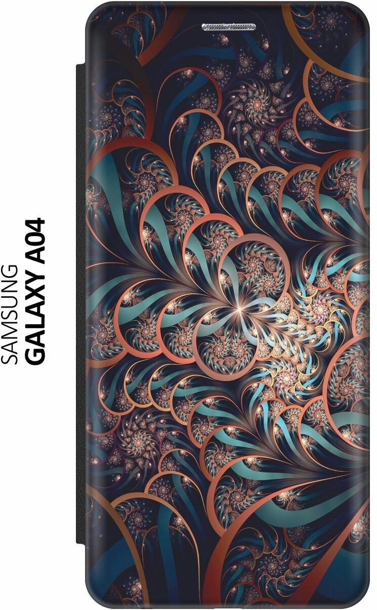 Чехол-книжка на Samsung Galaxy A04, Самсунг А04 c принтом "Огуречные узоры" черный