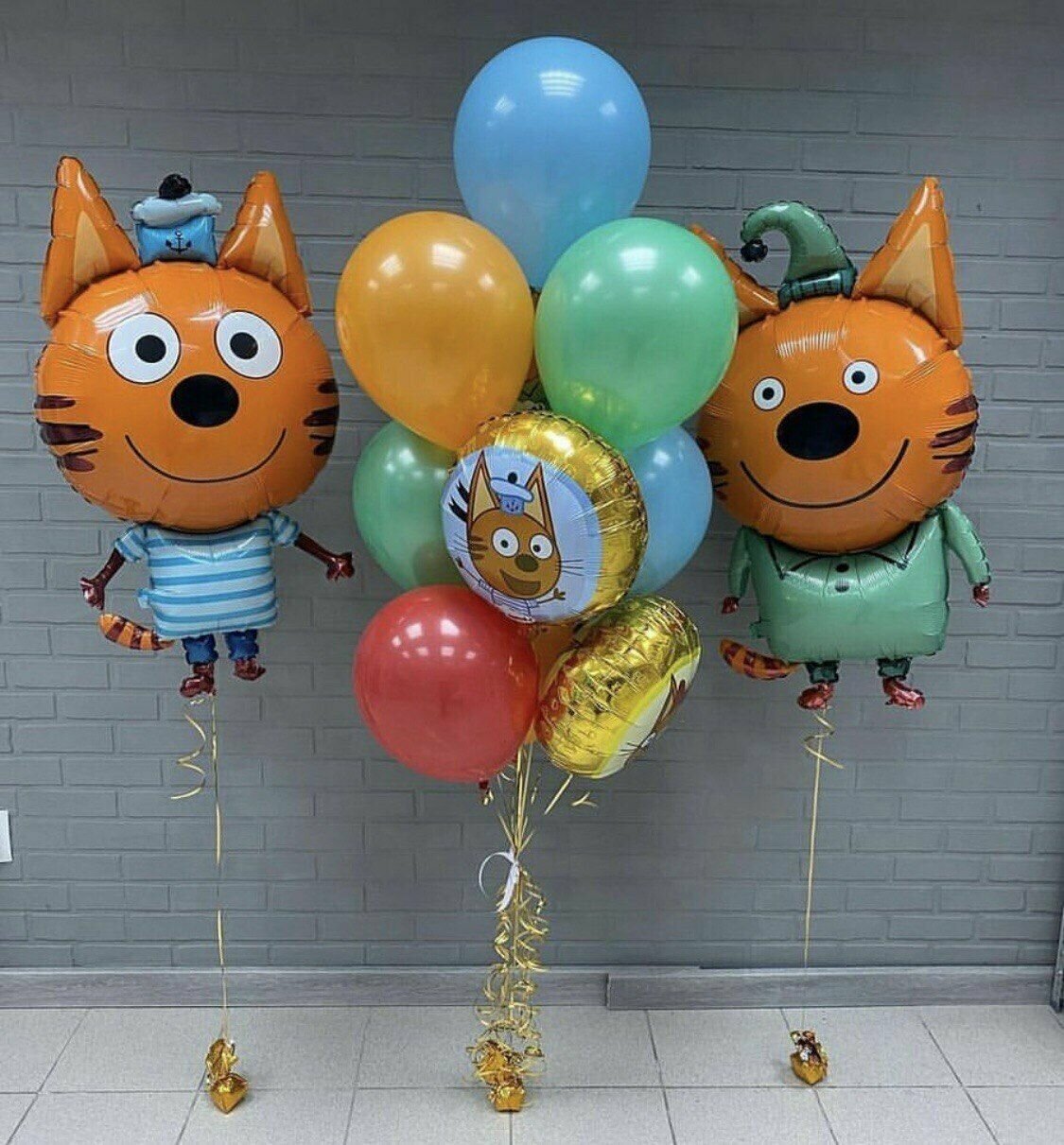 Шары гелиевые "Три кота" ребенку на день рождения. Воздушные шарики с гелием