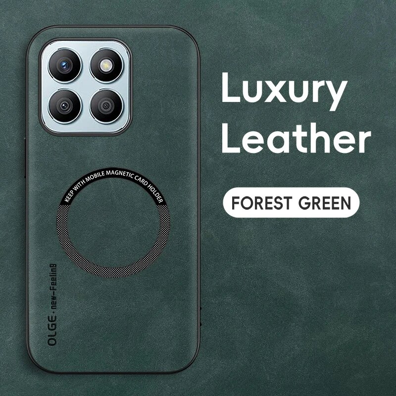 Магнитный мягкий кожаный чехол в стиле ретро для Honor X8B HonorX8B с Темно-зеленый, зеленый