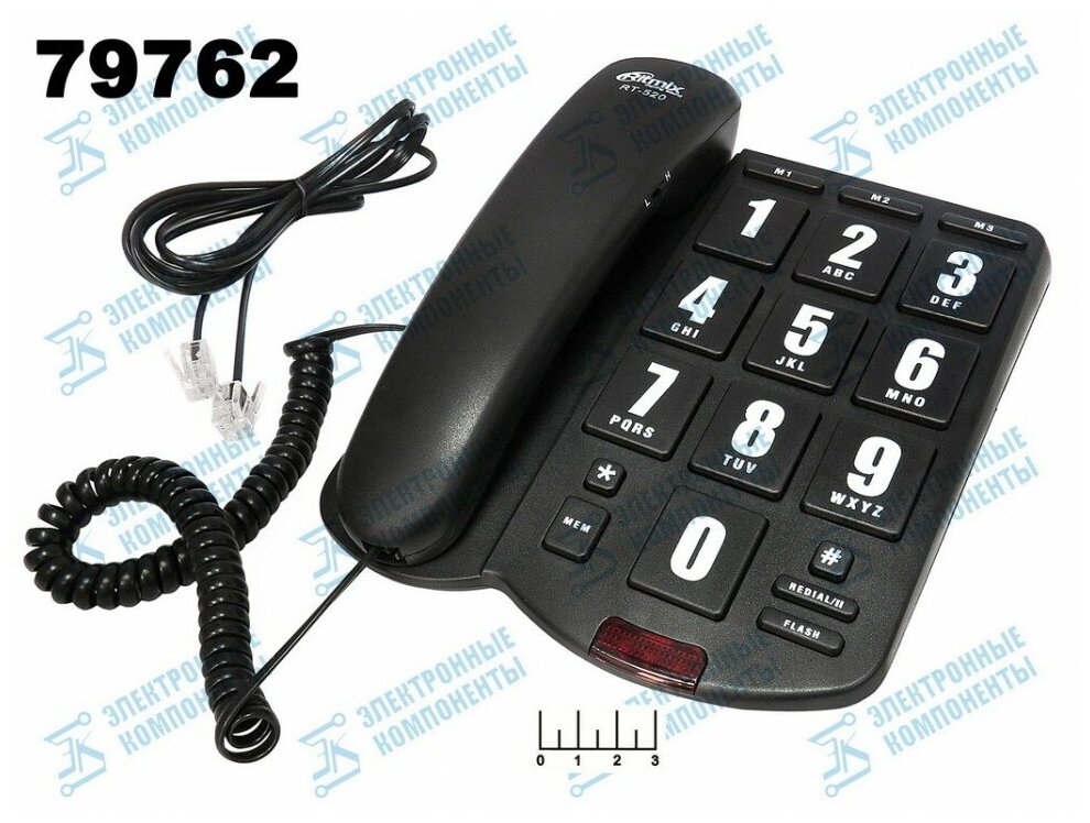 Телефон проводной Ritmix RT-520 (черный)