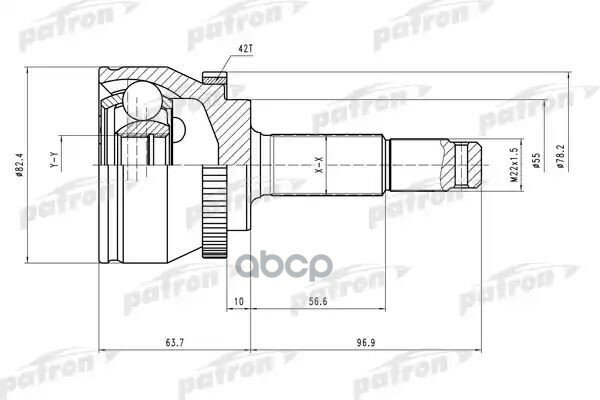 ШРУС наружн к-кт 25x55x23 ABS:42T NISSAN: Almera II 07/00- PATRON арт. PCV1475