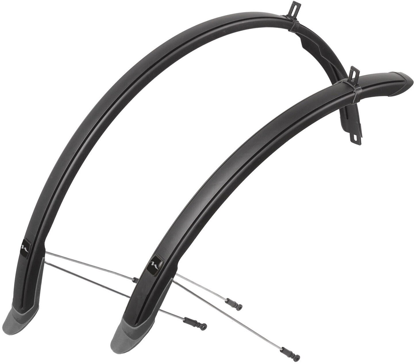 Крылья для велосипеда пластиковые M-WAVE 28"х45мм с усами, удлиненные, переднее 700мм, заднее 1070мм, черные