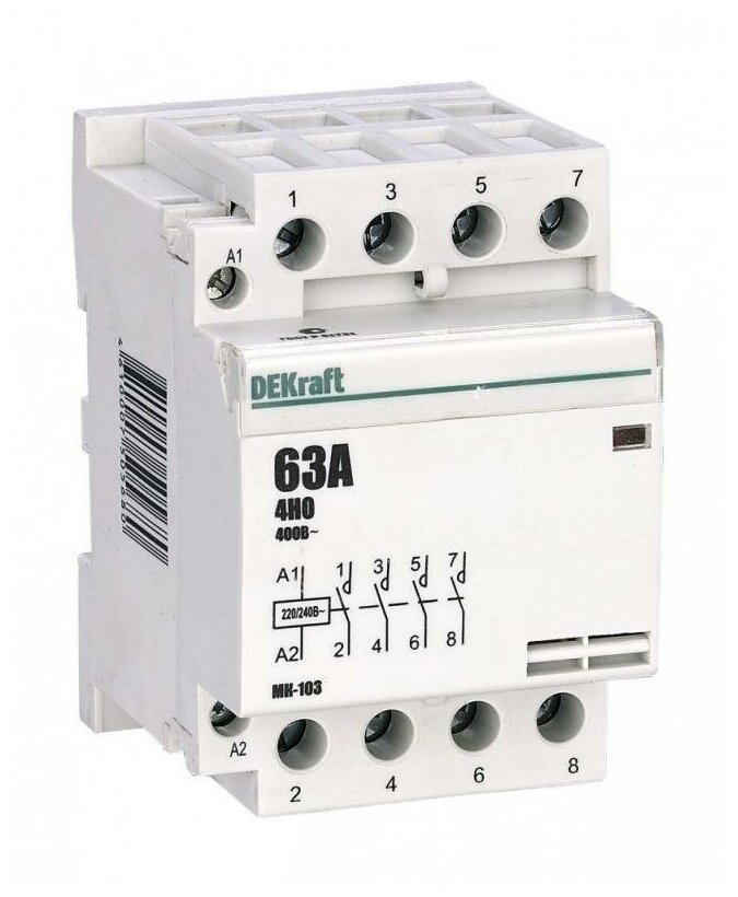 Контактор модульный DEKraft МК-103 4НО 63 А 230 В