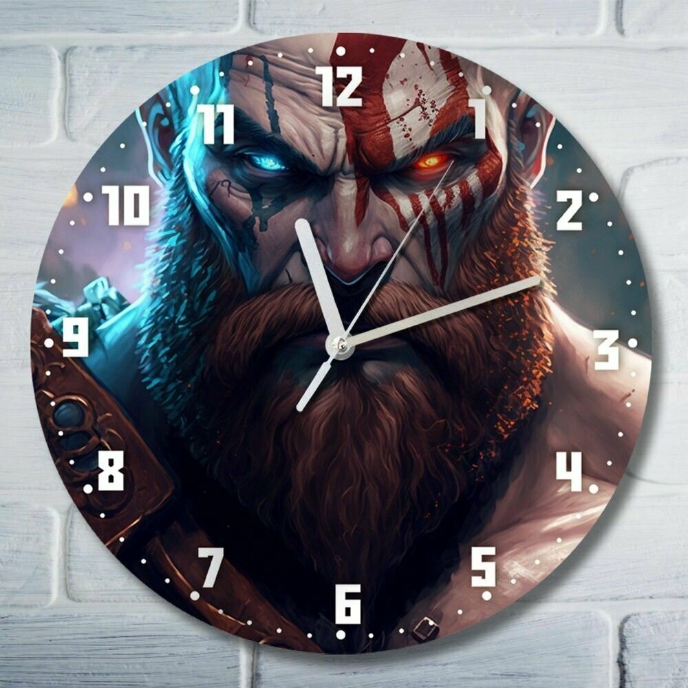Настенные часы, деревянные, бесшумные, УФ печать Игра God Of War Ragnarok - 8120