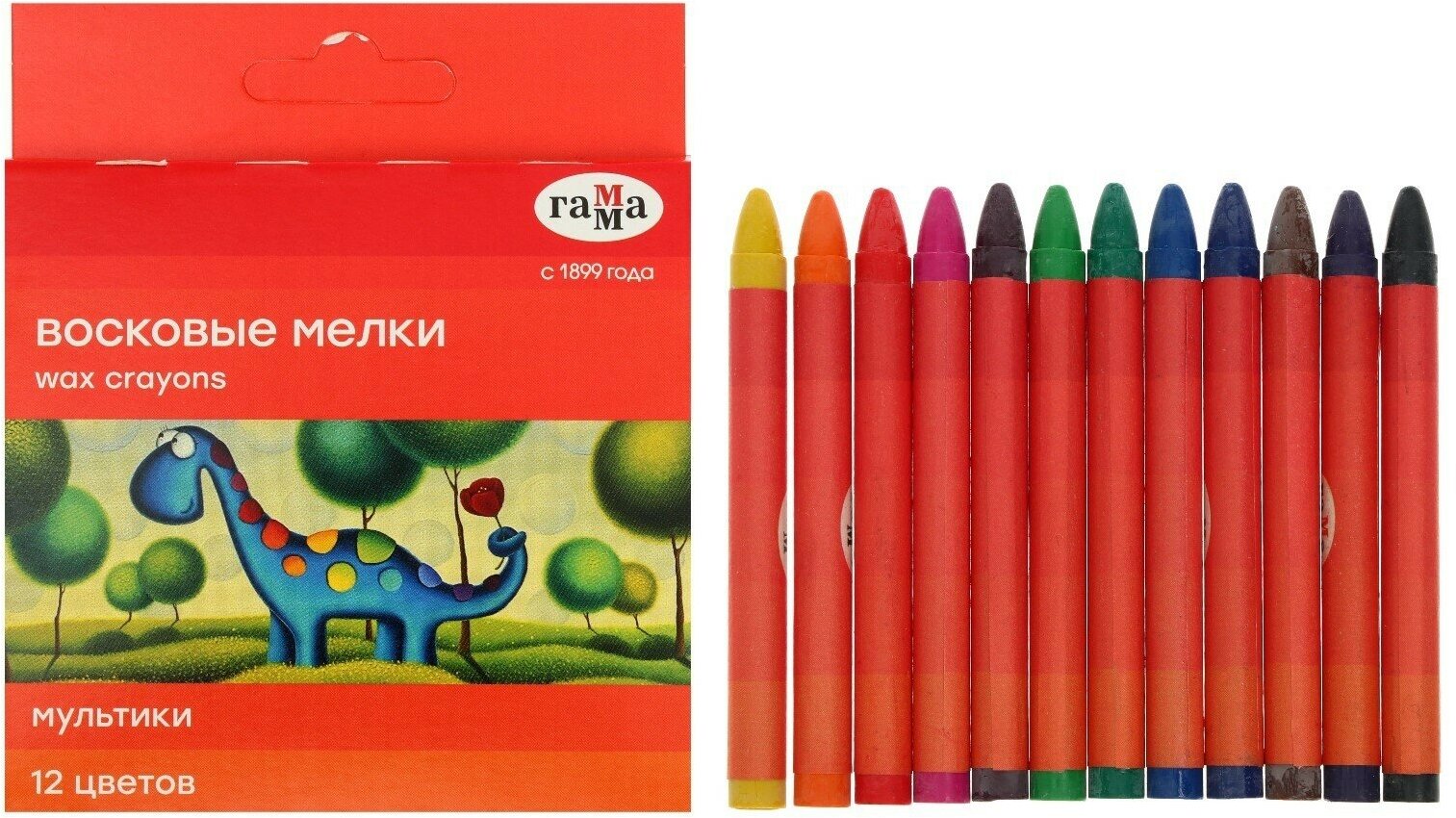 Мелки восковые, 12 цветов, «Гамма», круглые