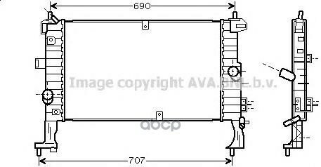 Радиатор системы охлаждения OPEL Meriva 1.3CDTi, 1.7CDTi ( +/- AC ) (03>) Ava арт. OL2346