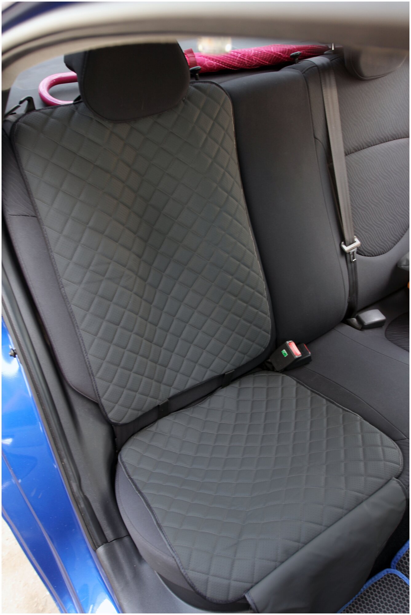 Накидка Защитная под детское кресло - Экокожа Ромб Темно-серый