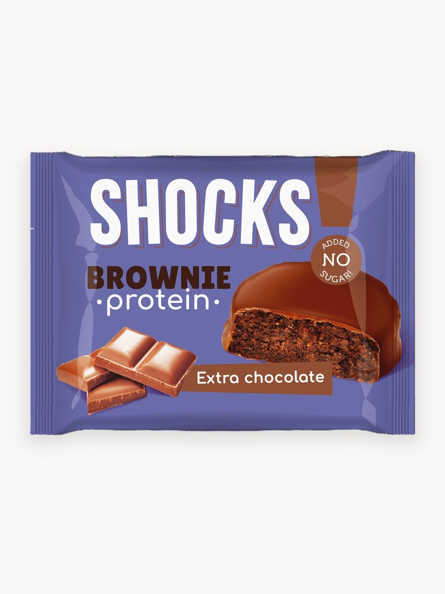Бисквит протеиновый "Брауни экстра шоколад" SHOCKS. FitnesShock. 0,05кг.