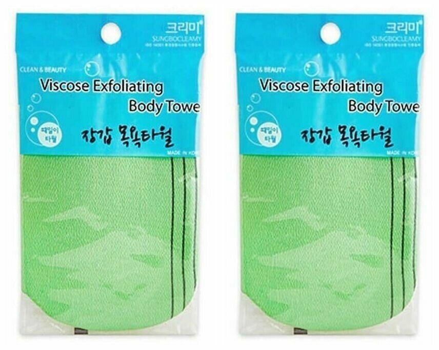 Sung Bo Cleamy, Мочалка для душа Viscose Back Bath Towel, 90х28 см, 2 шт