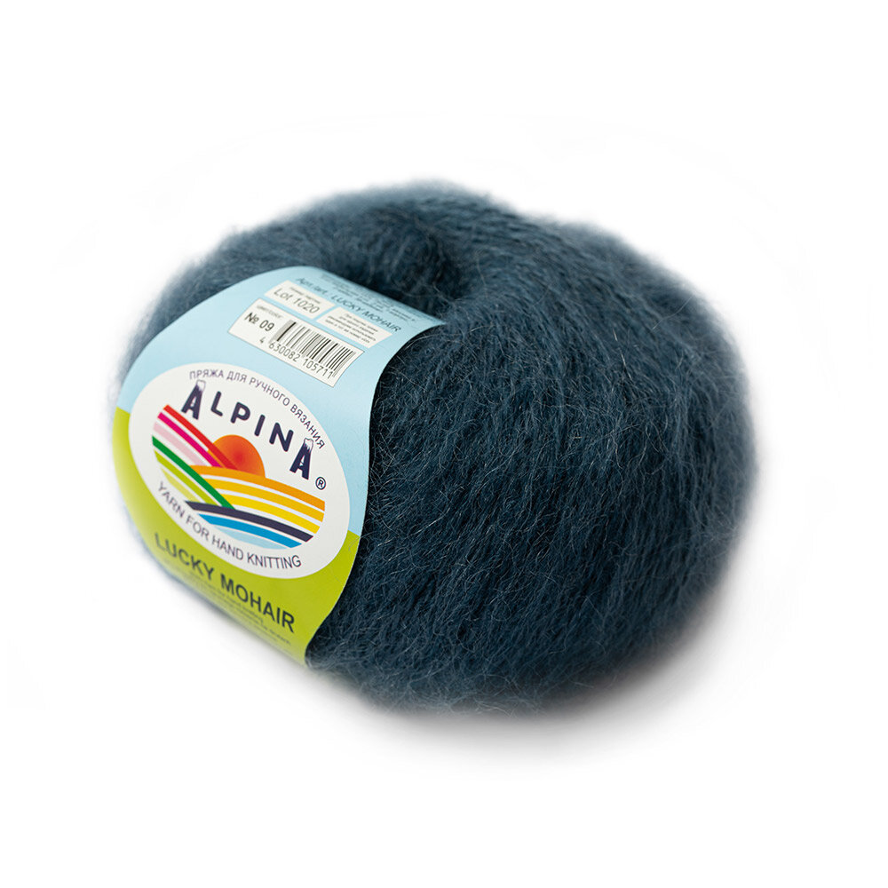 Пряжа Alpina "LUCKY MOHAIR" 10 шт. по 50 г 60% кид мохер, 40% акрил 150 м №09 джинсовый