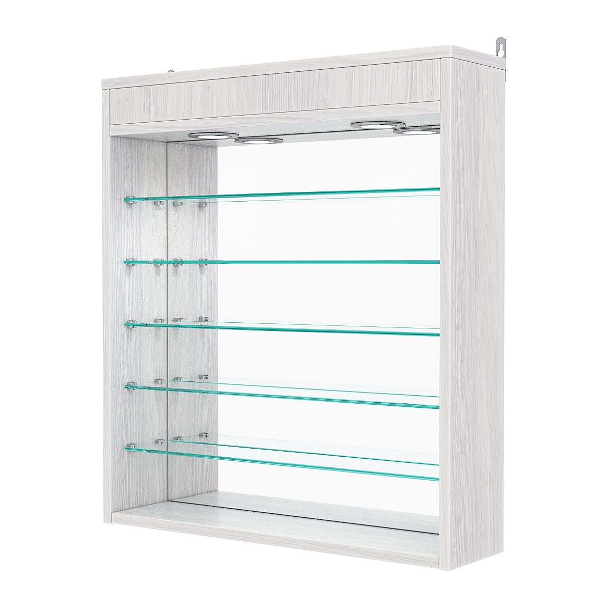 Витрина настенная №1-8Г с зеркалом и с подсветкой, Ясень Анкор светлый - U31104