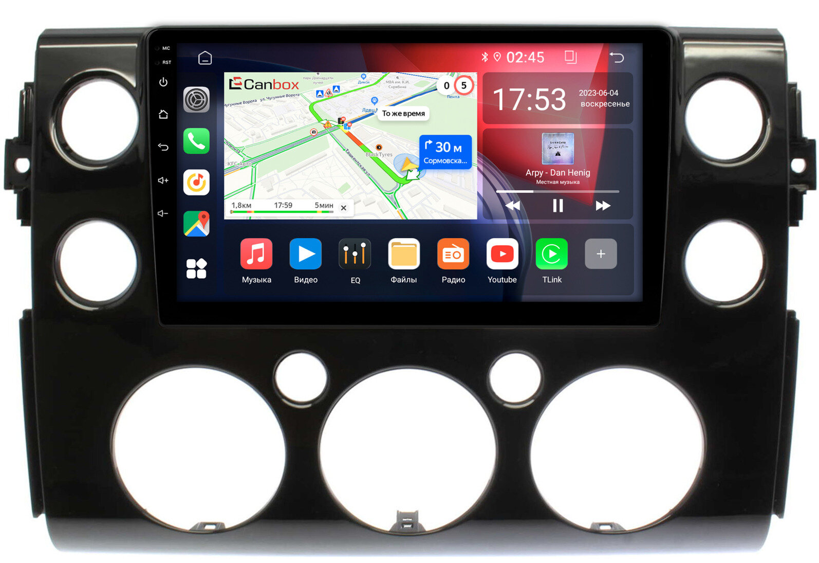 Штатная магнитола Canbox GTR9-188 Toyota FJ Cruiser 2006-2022 (черная, глянцевая) Android 10 (IPS, DSP, CarPlay)