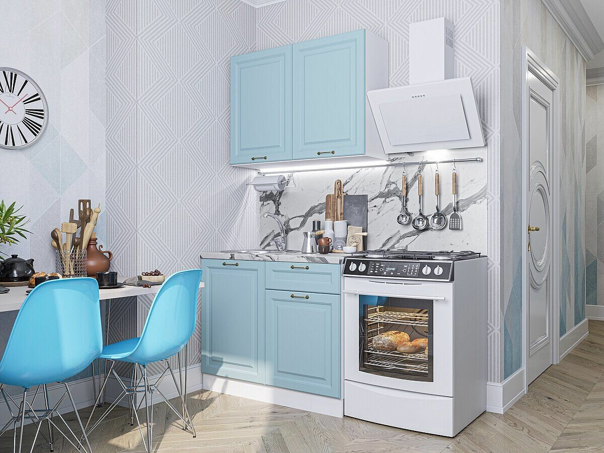 Готовый кухонный гарнитур без столешницы кухня Ницца-05 2140*1000*600 Голубой