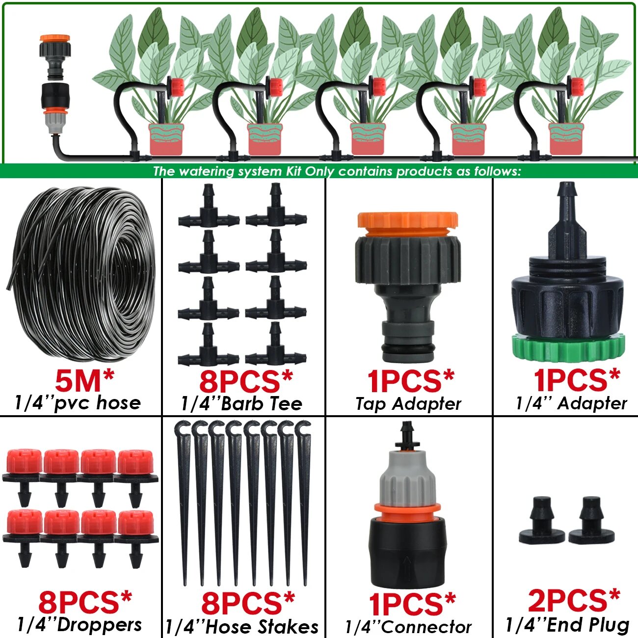KESLA Автоматическая система полива 5-50 м Зеленый, Watering Kit-5M
