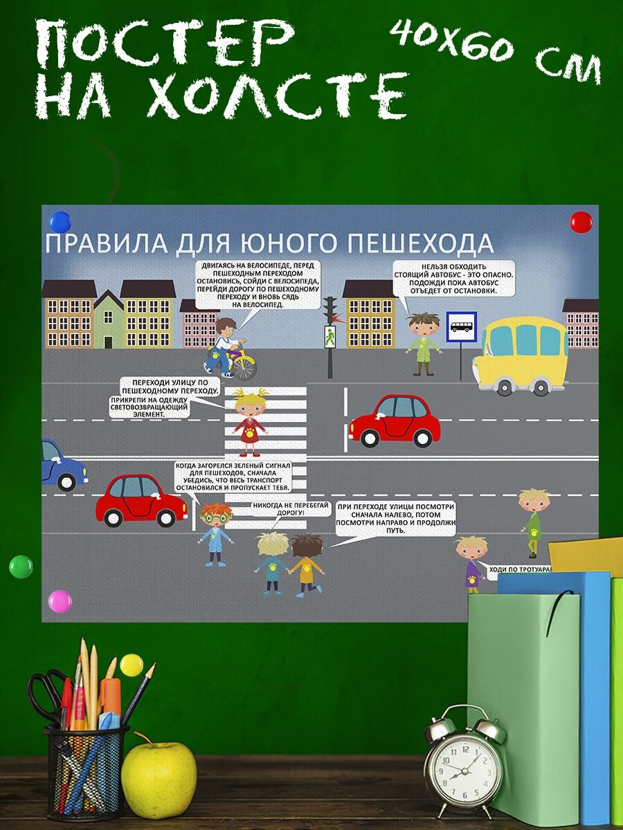 Обучающий постер-плакат для школы ПДД для детей (2) 40х60 см