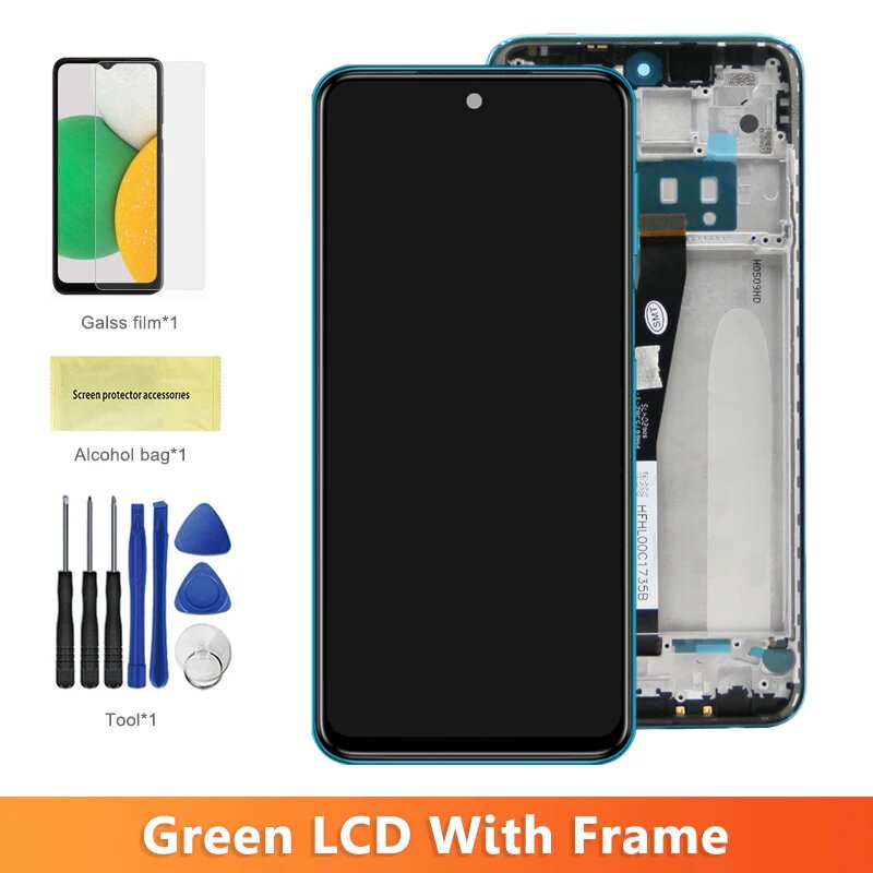 6,67 "для Xiaomi Redmi Note 9 Pro ЖК-дисплей с цифровым преобразователем сенсорного Green With Frame