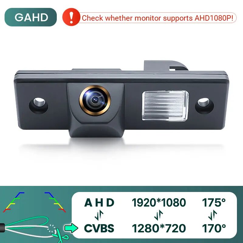 Автомобильная камера заднего вида AHD 1080P 170°