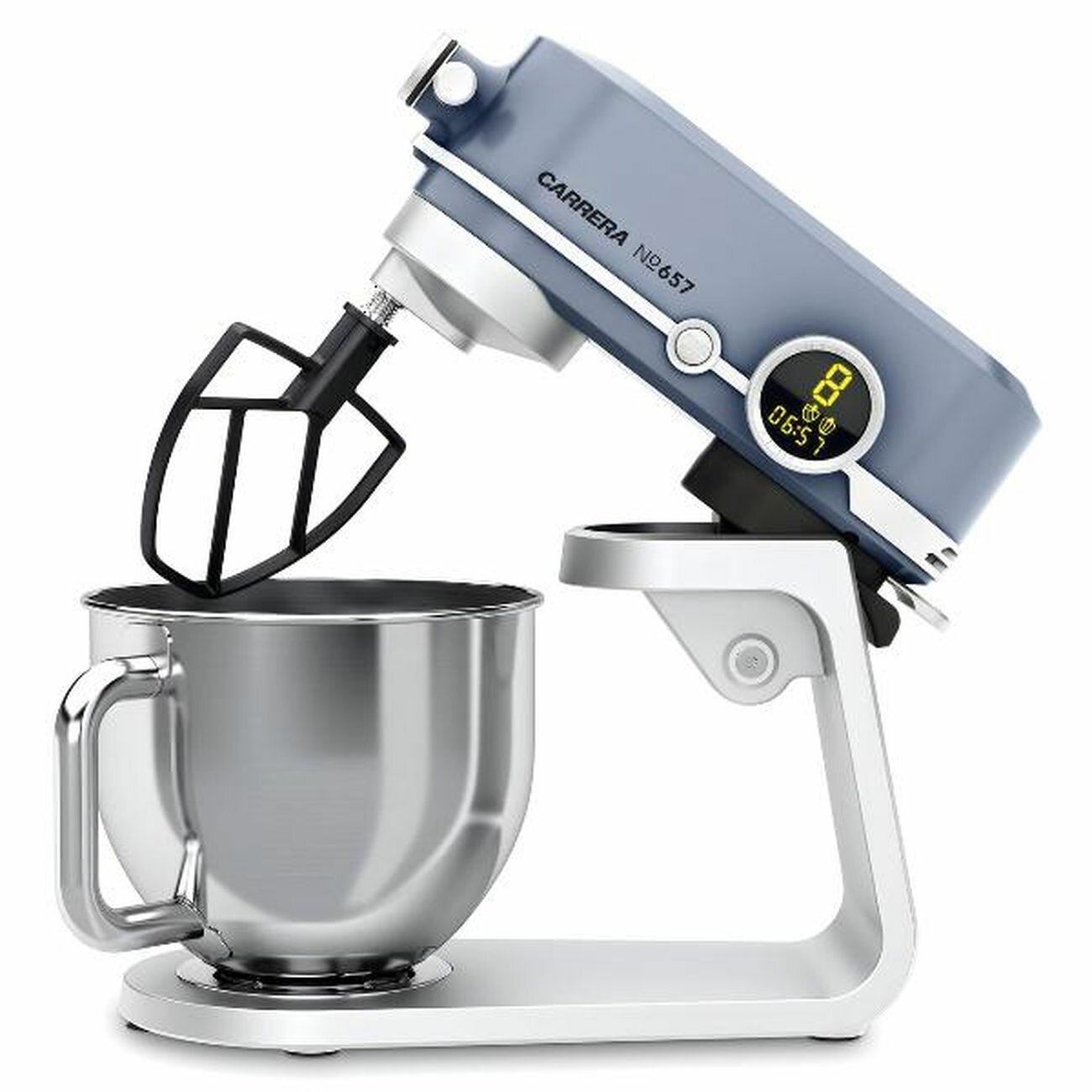 Кухонная машина Carrera № 657, 800 Вт, дисплей, металлический корпус, чаша 6 литров.