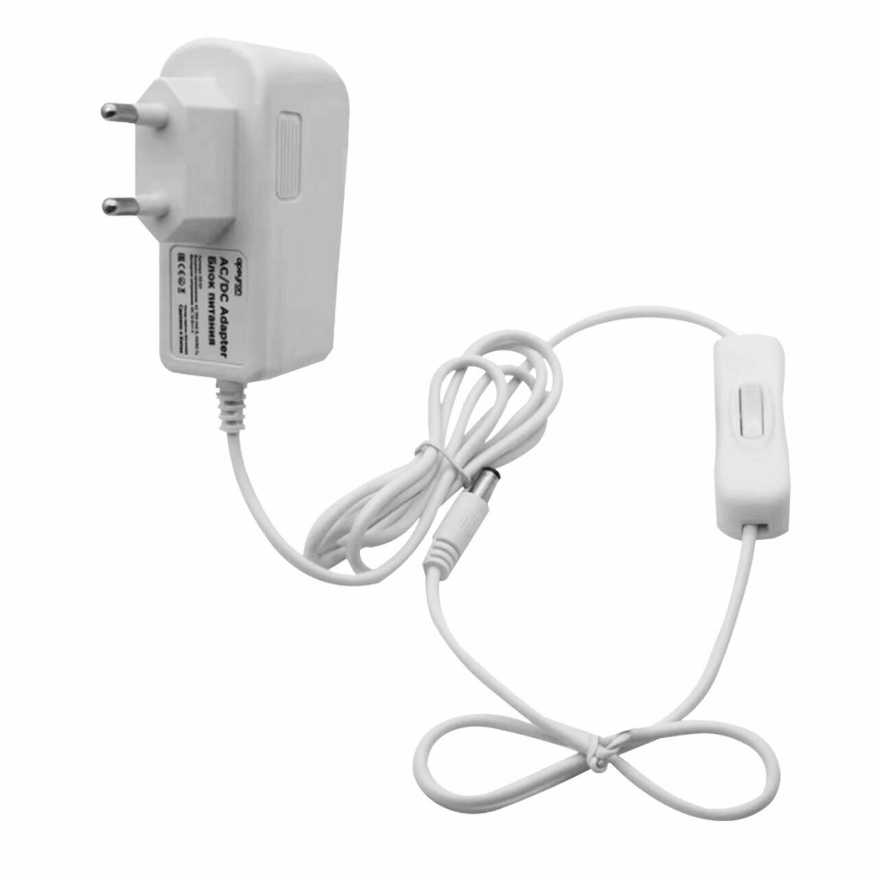 03-16 Блок Питания(Адаптер) 12В, 6 Вт, IP44, 0,5А, разъем 2,5x5,5мм, пластик, 75x30x43мм