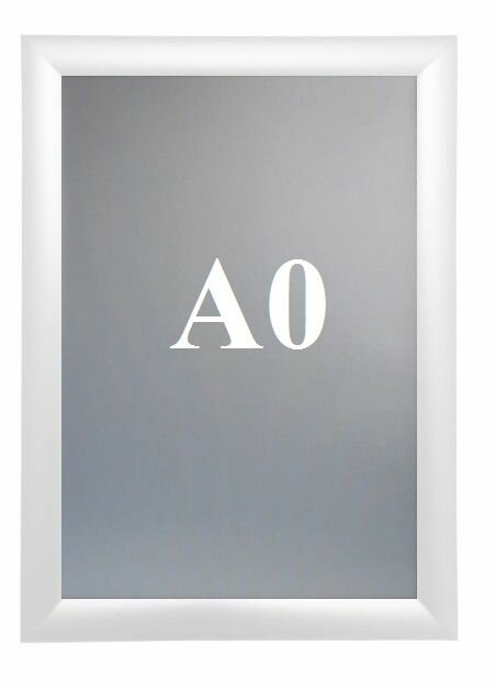 Рамка алюминиевая Клик, А0 (84х119), прямой угол, защелкивающийся профиль, Белый