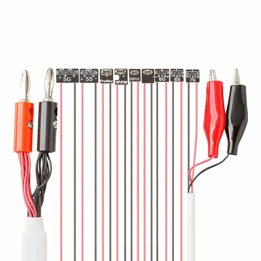 Провода для БП с крокодилами + коннекторы для прямой зарядки АКБ iPhone от 5 до14 (пакет)