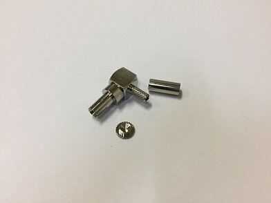 Разъем высокочастотный TS9-121L (10 шт), вилка (штекер) TS9 обжимная на кабель RG-174, RG-316 угловая