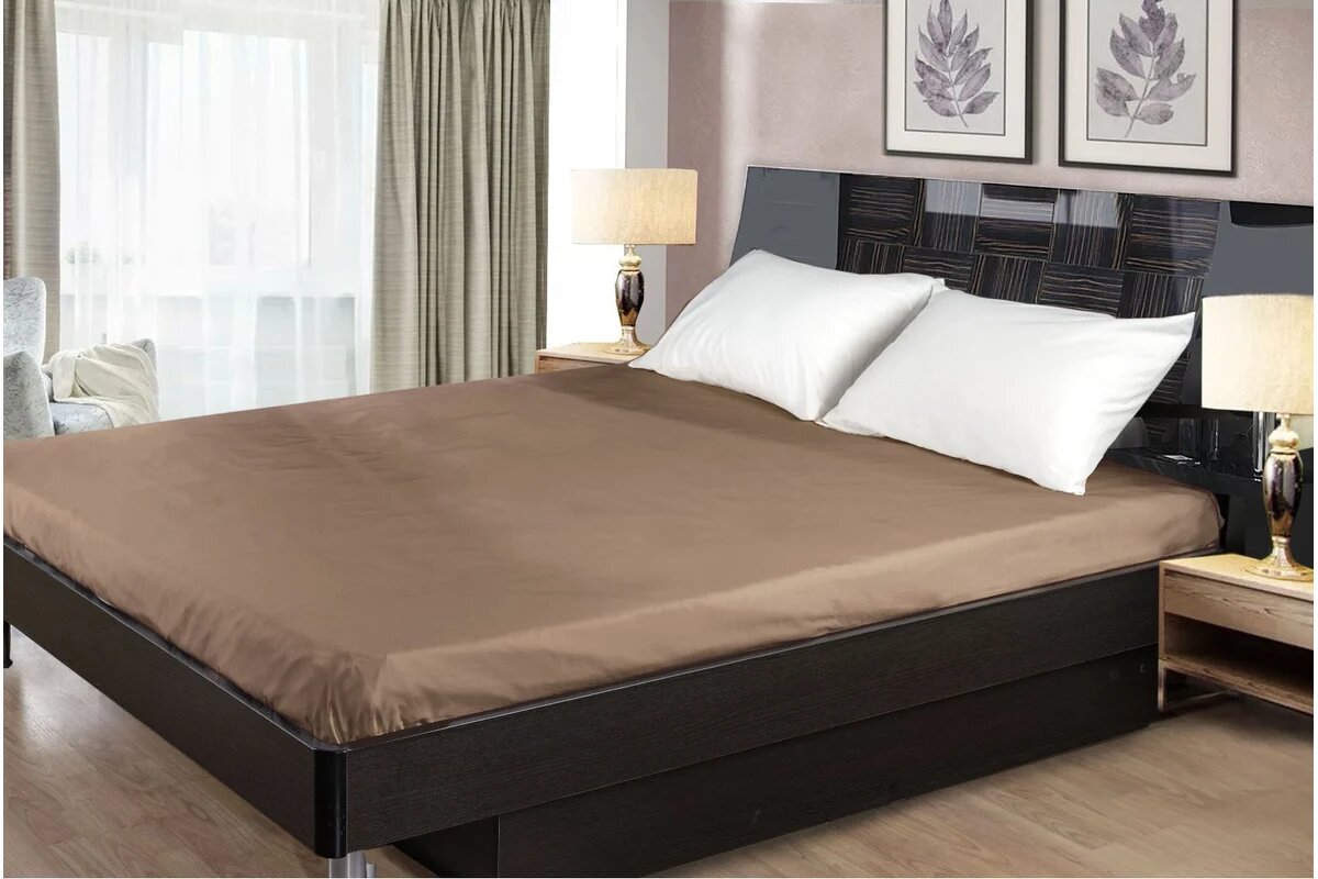 Primavelle Простыня 215x220 см сатин шоколад - стильный домашний текстиль для спальни