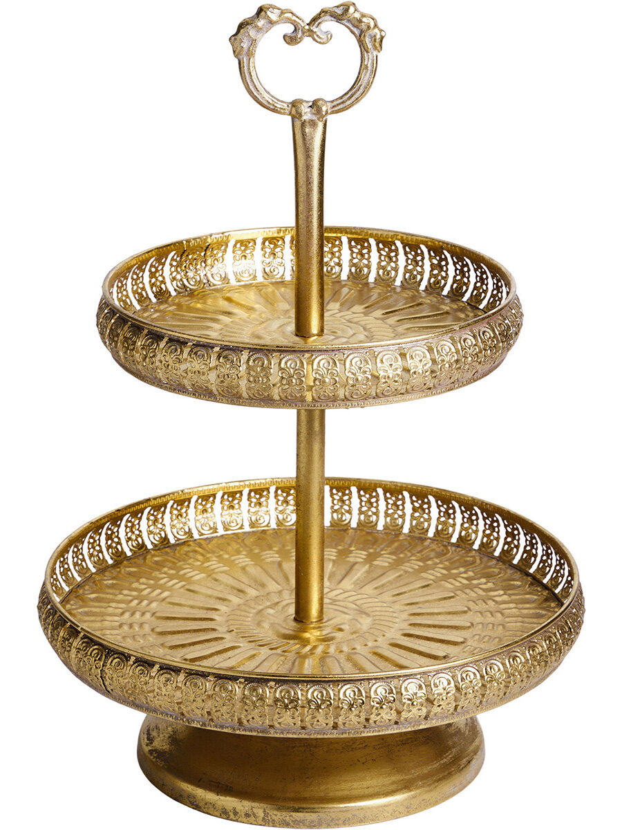 Блюдо двухъярусное Glasar Эфиопия 37х37х55 см, металлическое