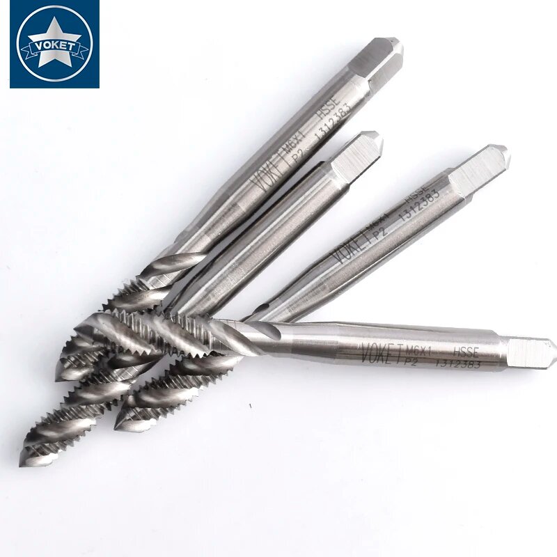 VOKET HSSE-M35 Спиральный метчик для резьбы M1-M24 M3X0.5, Without Coating