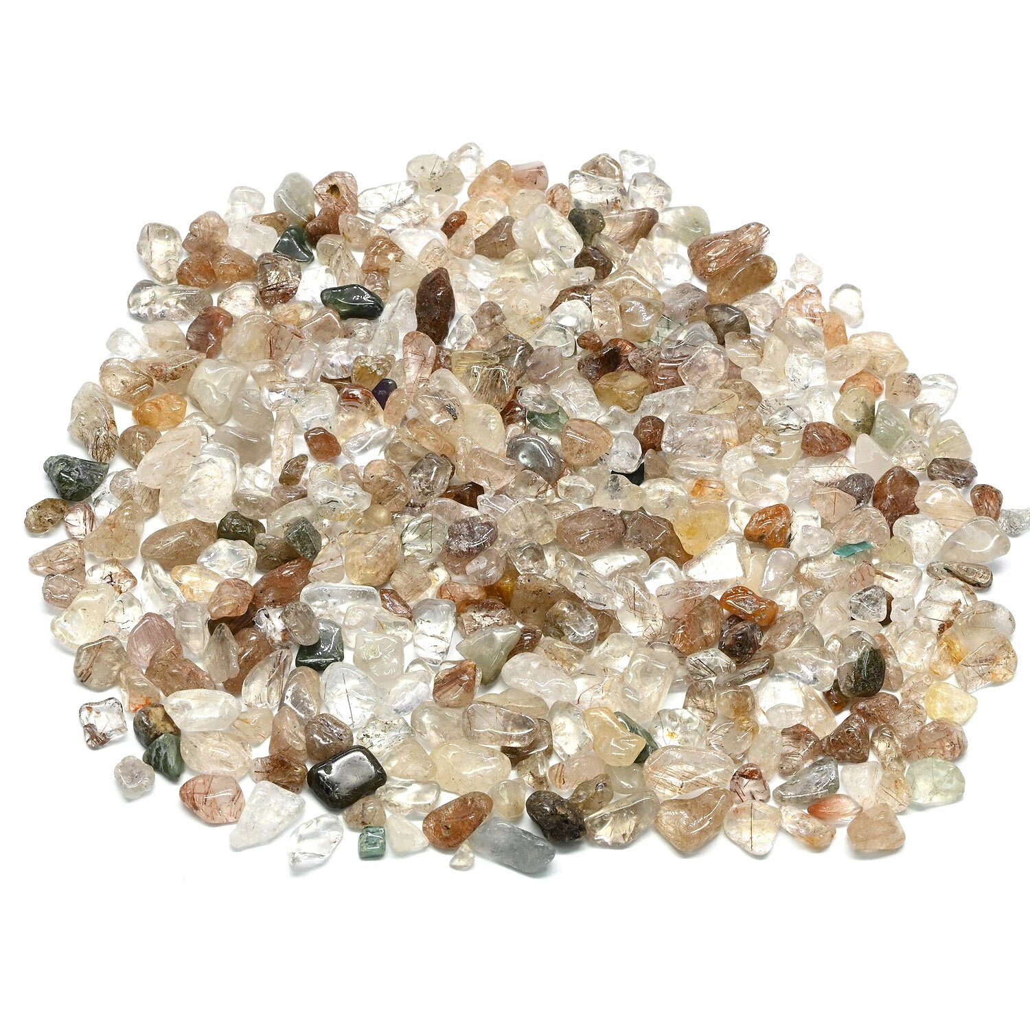 Агат волосатик галтовка фракция 5-10мм, упаковка 100г .