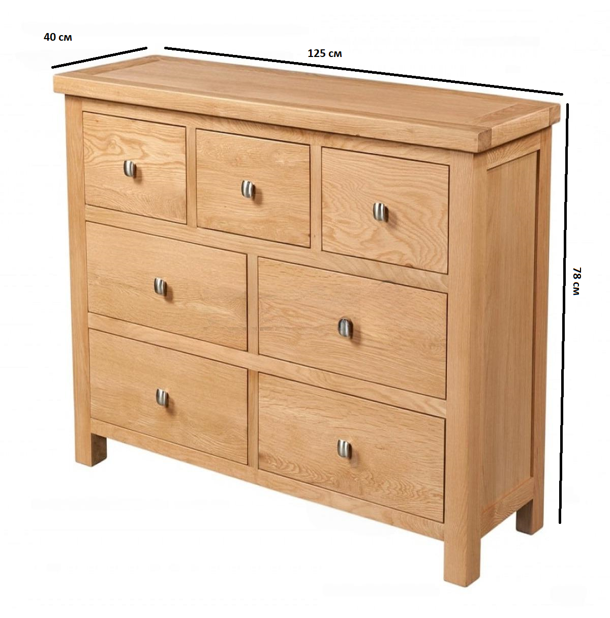 Комод Фабриано 016 Венге 1, 7 ящ, 125х40x78 см, массив дерева.