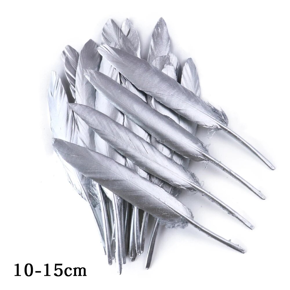 Золотые гусиные перья для рукоделия Серебряный, 500pcs, silver 10-15cm