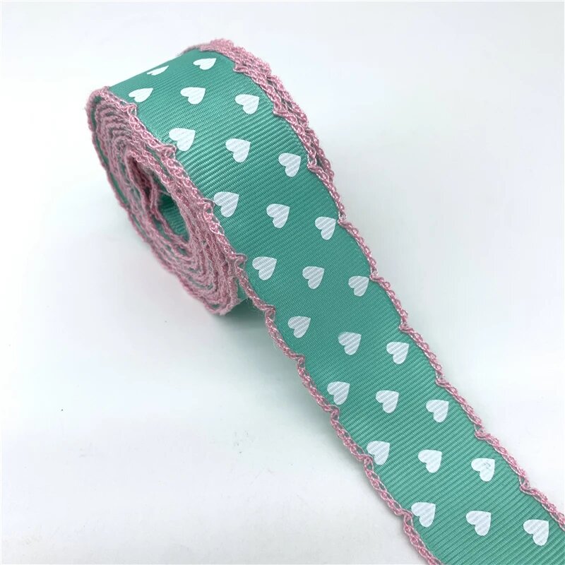 Швейная лента RYFDBMauve полушелковая сердцевидная 5 ярдов 25 мм Бирюзовый, 01