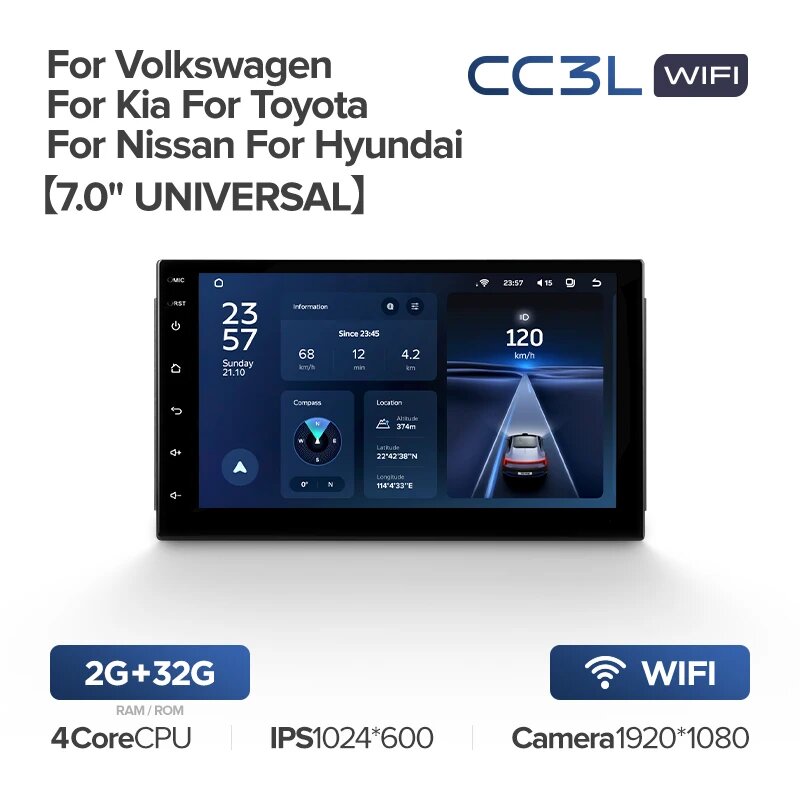 TEYES Тиайс CC3L WIFI Штатная магнитола For Universal For Volkswagen For Nissan For 7.0 CC3LW 32G