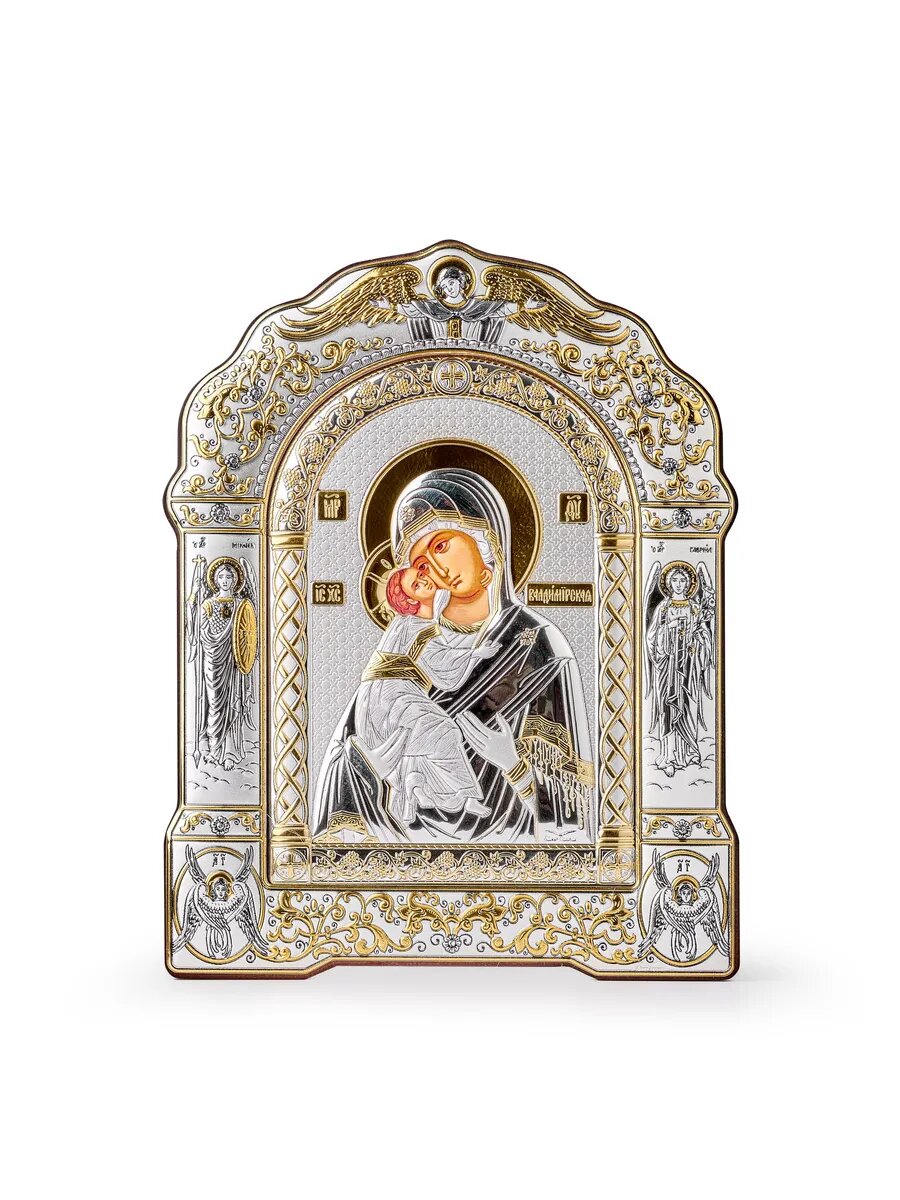 Икона серебряная, греческая Владимирская 206х270мм.