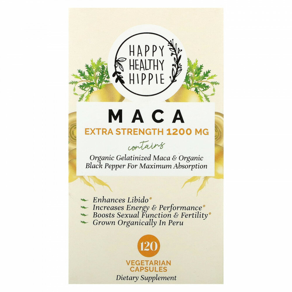 Happy Healthy Hippie, мака, 120 вегетарианских капсул