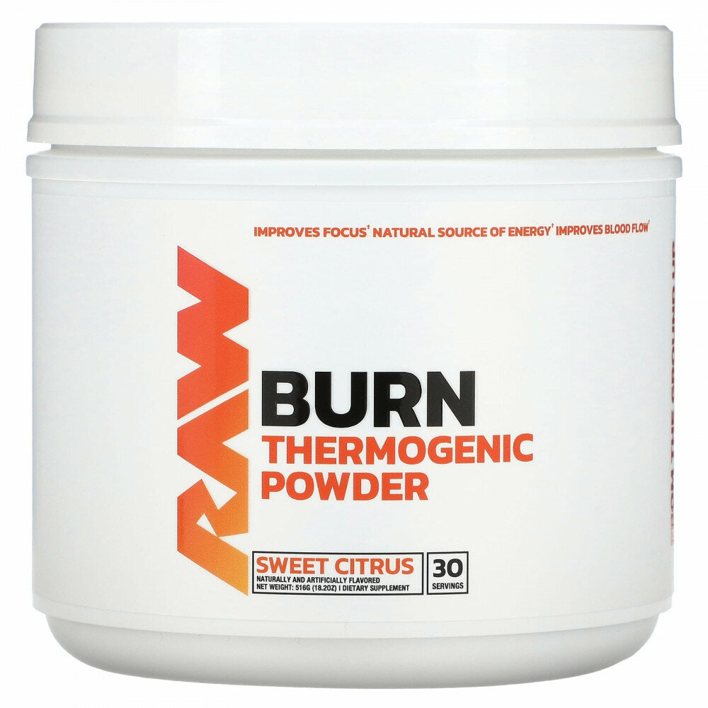 Raw Nutrition, Burn, термогенный порошок, со вкусом сладких цитрусовых, 516 г (18,2 унции)