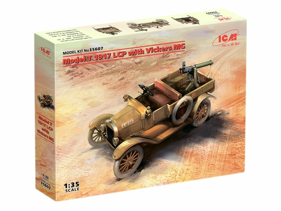 Сборная модель Лёгкий патрульный автомобиль Ford Model T 1917 LCP с пулемётом Vickers (1/35) 35607-ICM