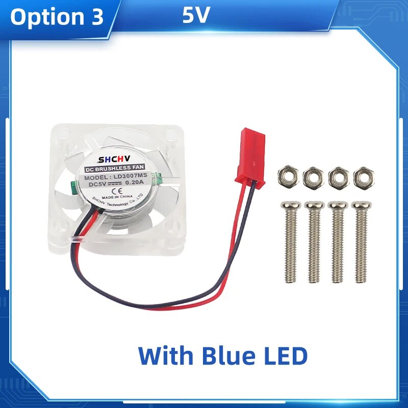 Вентилятор охлаждения SHCHV 5V с синей LED для Raspberry Pi