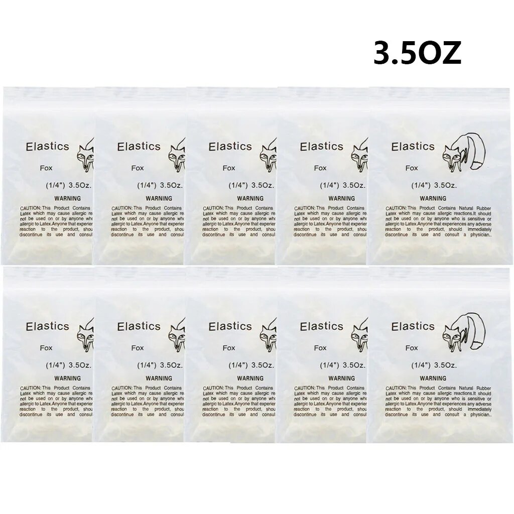 Эластичные резинки для брекетов DCLOUD 1000 шт. 2,5/3,5/4,5/5,0/6,5 унции 3.5OZ Fox 10Bag