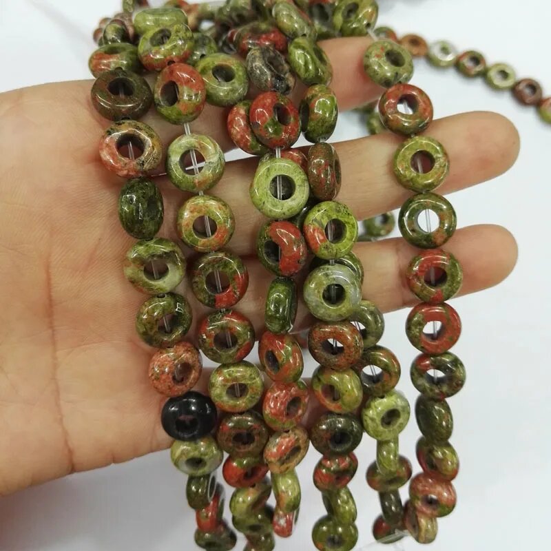 Оптом 36 шт. натуральный камень унакит круглые бусины с большим отверстием для браслета, ожерелья для изготовления ювелирных украшений