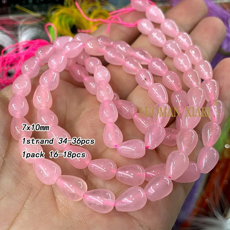 Натуральные бусины LUOMAN XIARI халцедон, ангелит, рубин 8x12 мм Розовый, 1 strand, 7x10mm pink