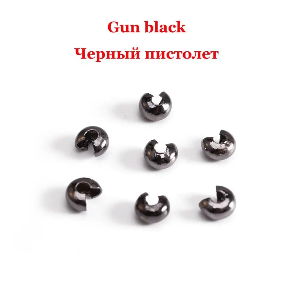 Бусины обжимные открытые, Gun black, 3 мм